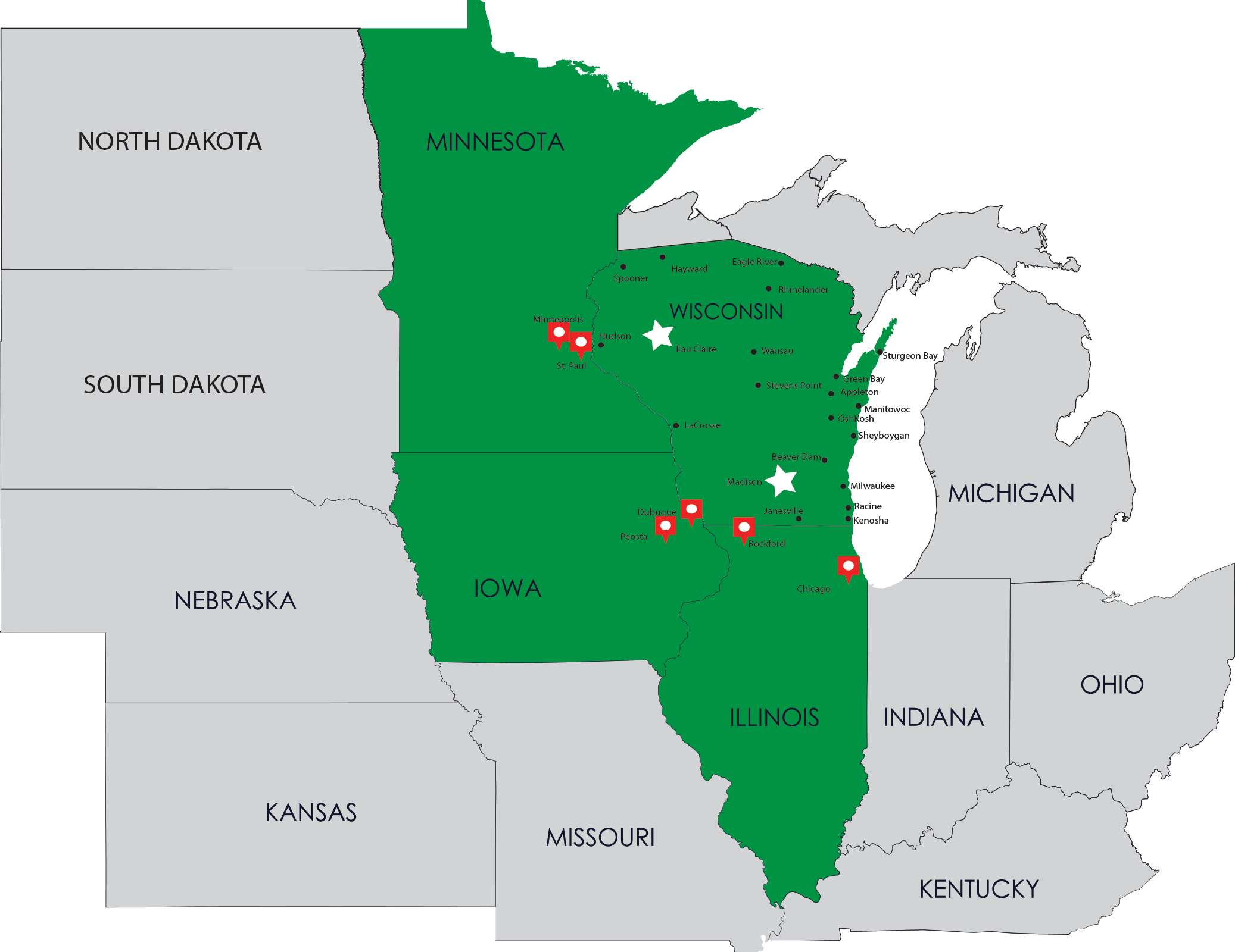 Service Area Pulvermacher Cartage Of Wisconsin Service Area Pulvermacher Cartage Of Wisconsin